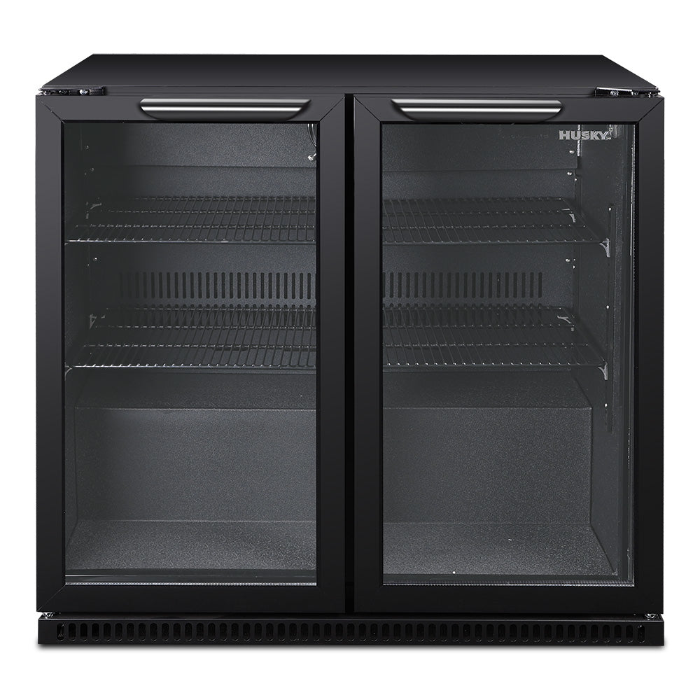 Husky Home Bar Double Door Drinks Chiller – 203L, Energy-Efficient, Black