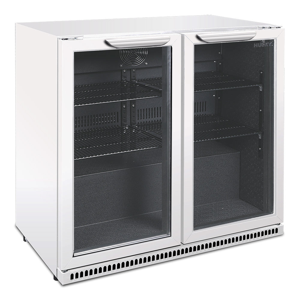 Husky Home Bar Double Door Drinks Chiller 203L White, Energy-Efficient