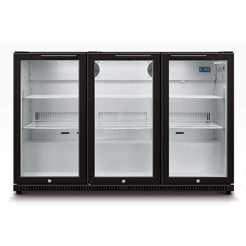 Husky 307L Glass Door Drinks Chiller in Black (HUS-C3-840-BLK)